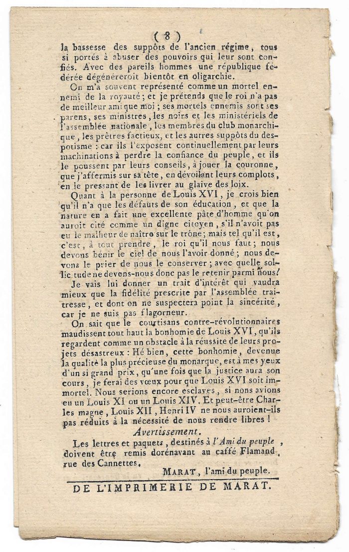 MARAT, Jean-Paul (1743-1793) | Le Manuscrit Français