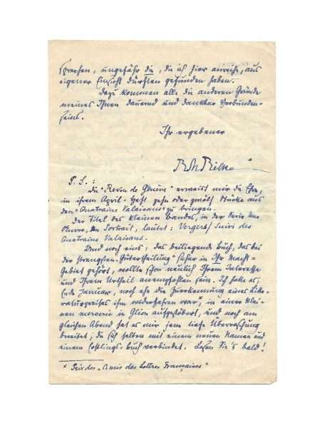 RILKE, Rainer Maria (1875-1926) | Le Manuscrit Français