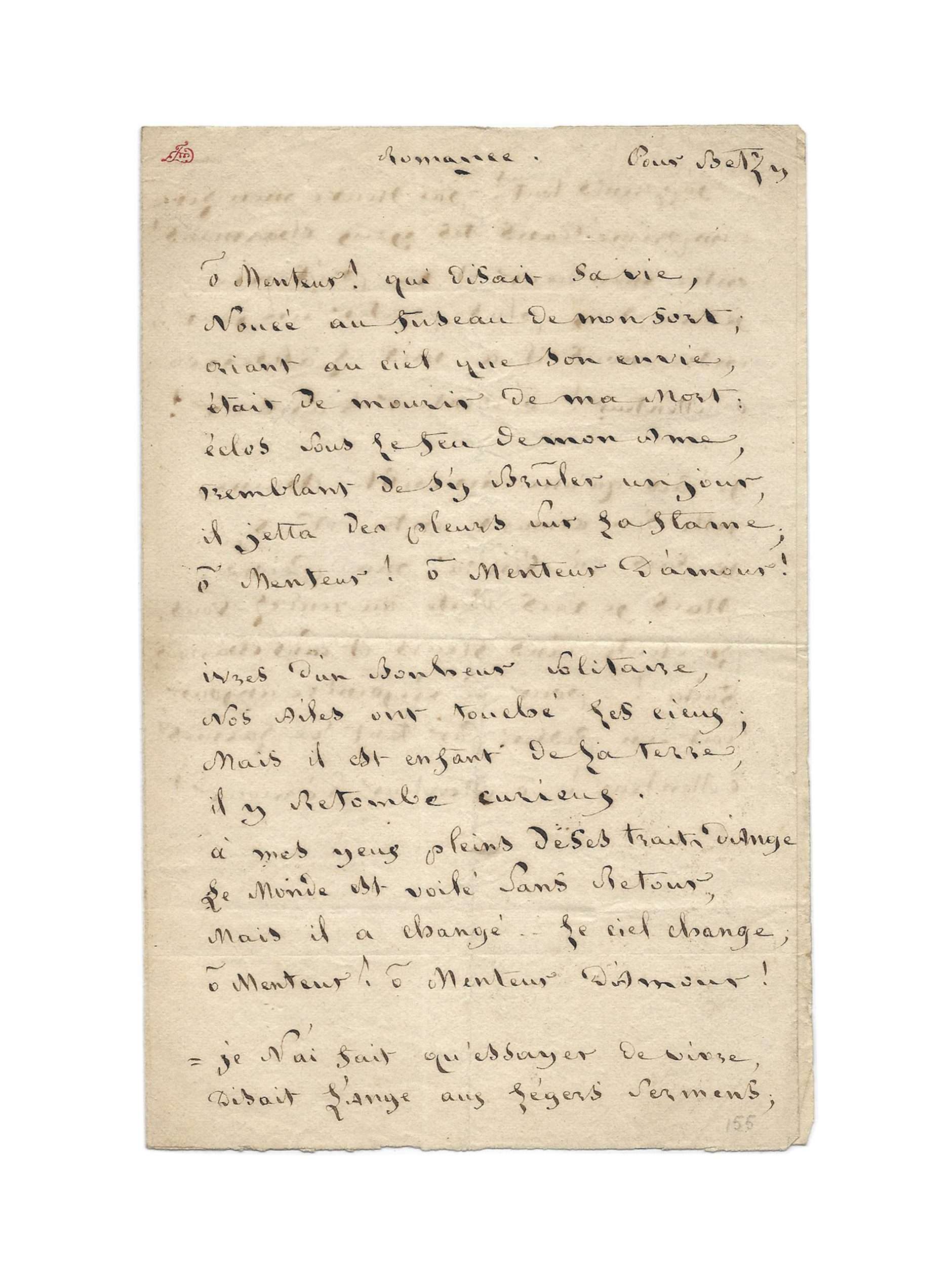 DESBORDES-VALMORE, Marceline (1786-1859) | Le Manuscrit Français